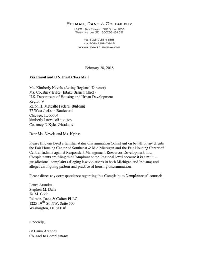 Fhcsemand Fhcci V MRD Hud Complaint | PDF | Housing Discrimination ...