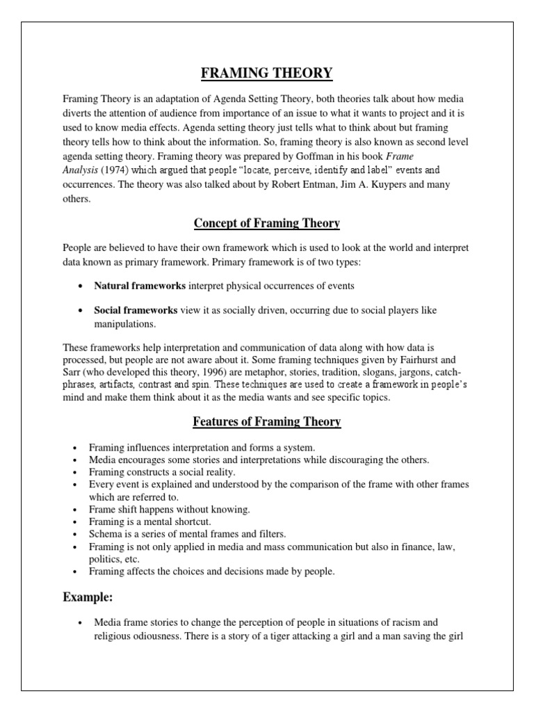 Concept of Framing Theory | PDF | Framing (Social Sciences) | Mass Media