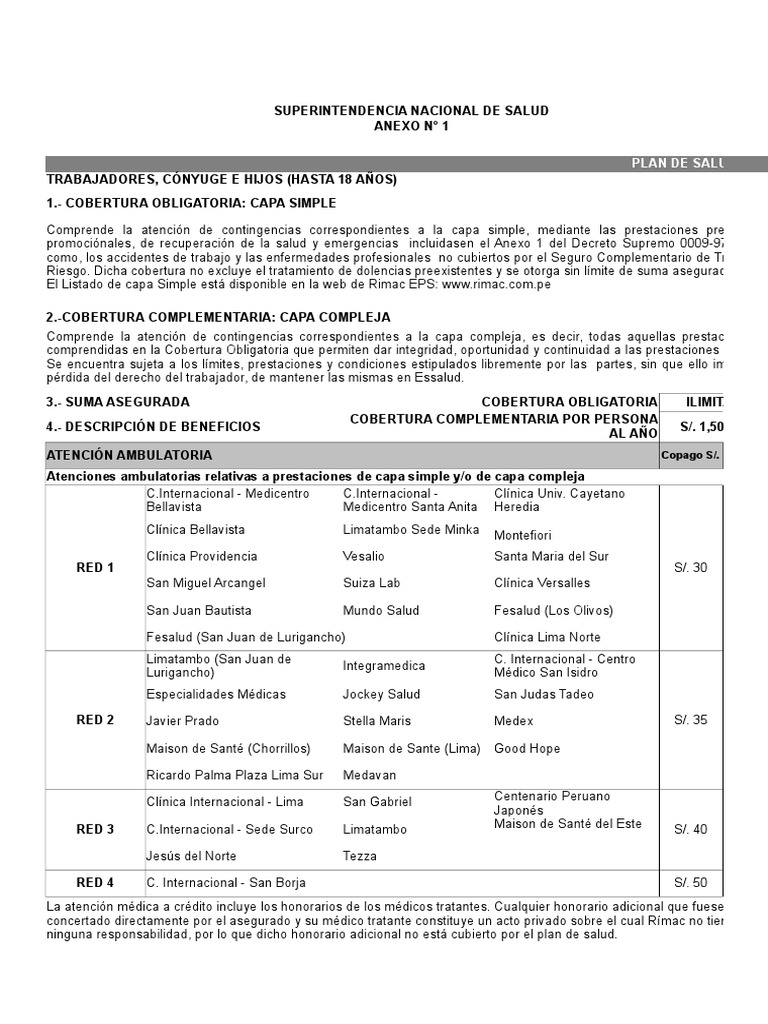 Plan de Salud Rimac Eps 2018 - 2019 | PDF | Lima | Hipertensión