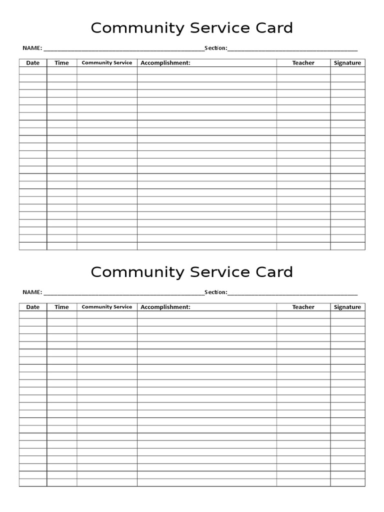 Community Service Card | PDF