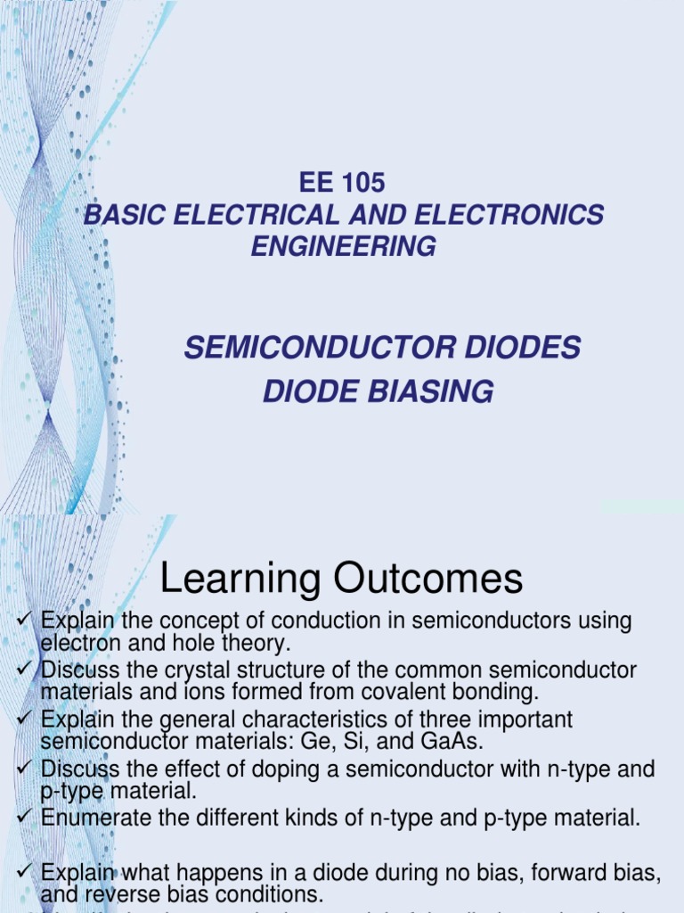 Semiconductor Diodes Diode Biasing: Basic Electrical and Electronics Engineering | PDF | P–N ...