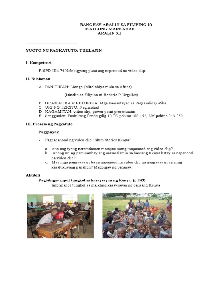 Filipino 10-3.1 Tuklasin | PDF