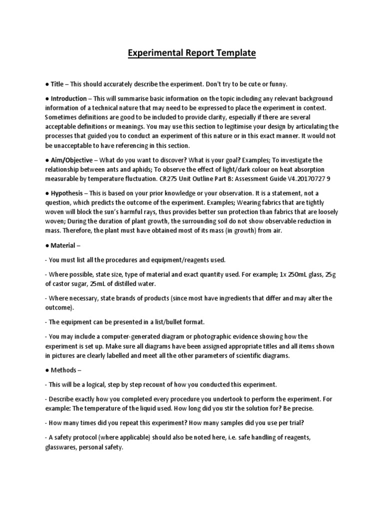 Experimental Report Outline | PDF | Experiment | Scientific Method