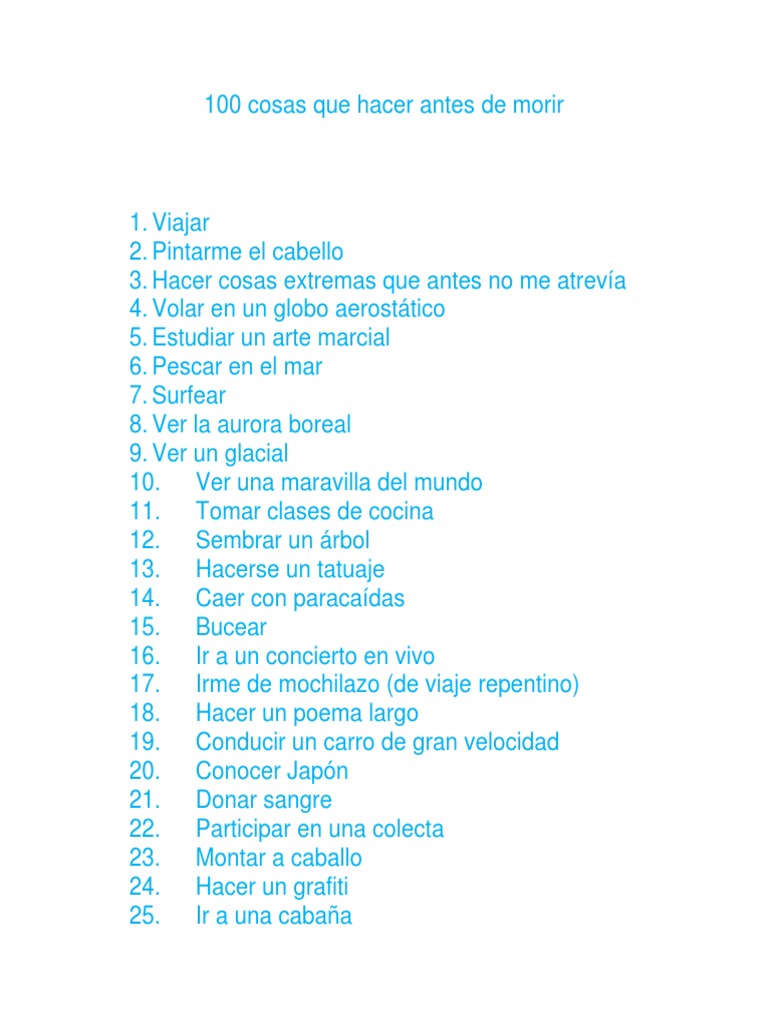 100 Cosas Que Hacer Antes de Morir | PDF