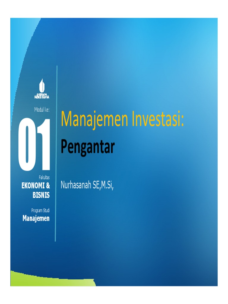Modul 01 Manajemen Investasi (Compatibility Mode) | PDF | Bisnis ...