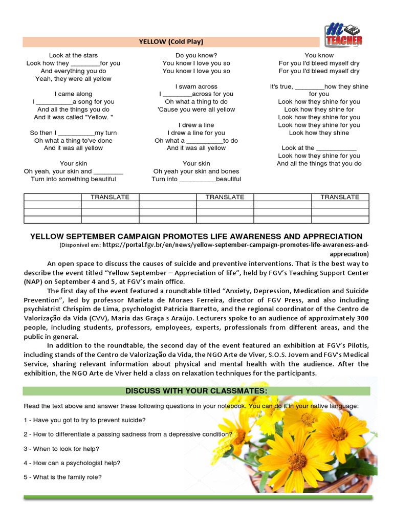 Yellow September Campaign Overview | PDF | Psychiatry Related Fields ...