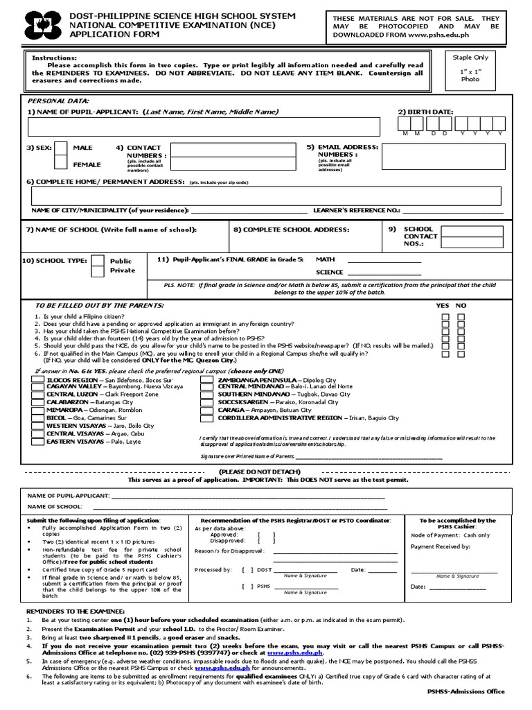 NCE 2019 Application Form v8 PDF | PDF | Mindanao | Test (Assessment)