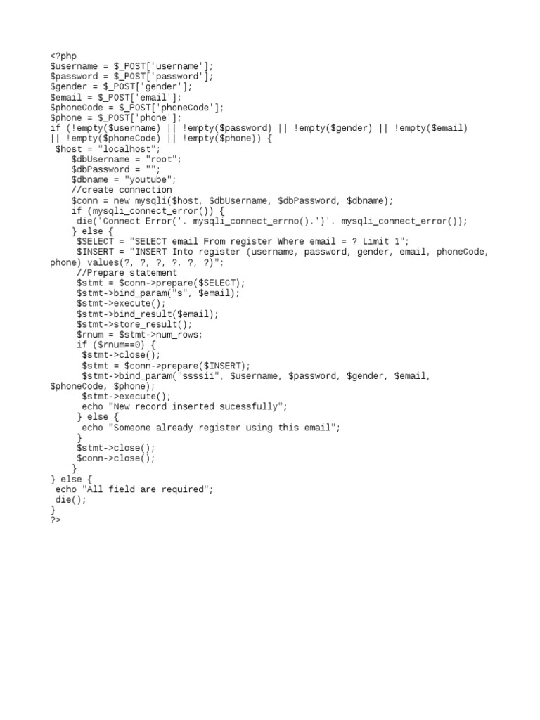 How To Connect Html Register Form To Mysql Database With Php Insert Pdf 7188