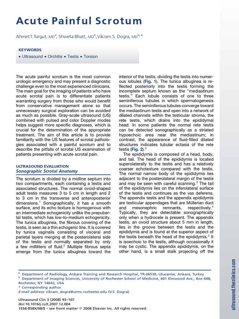 Escroto Agudo Doloroso 2008 PDF | PDF | Testicle | Medical Specialties