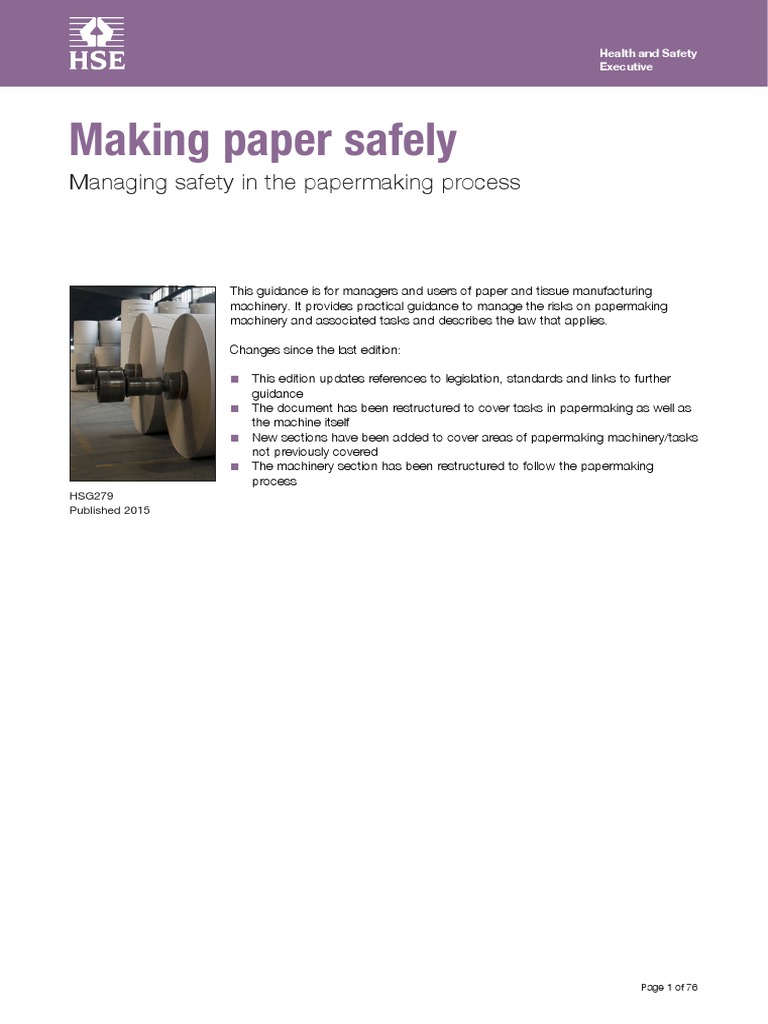 Making Paper Safely: Managing Safety in The Papermaking Process | PDF ...