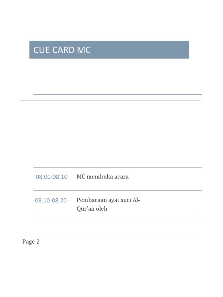 Cue Card MC | PDF