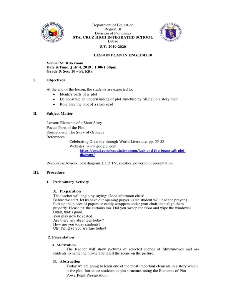 Lesson Plan - Elements of A Short Story-Plot | PDF | Pedagogy ...