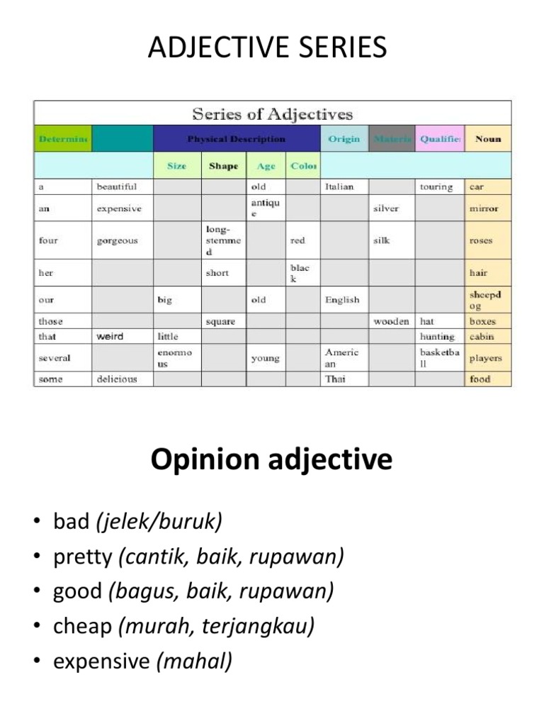 Adjective Series | PDF
