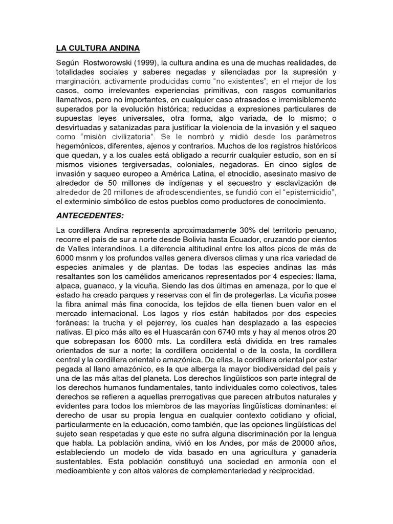 Cultura y biodiversidad andina | PDF | Andes | Perú