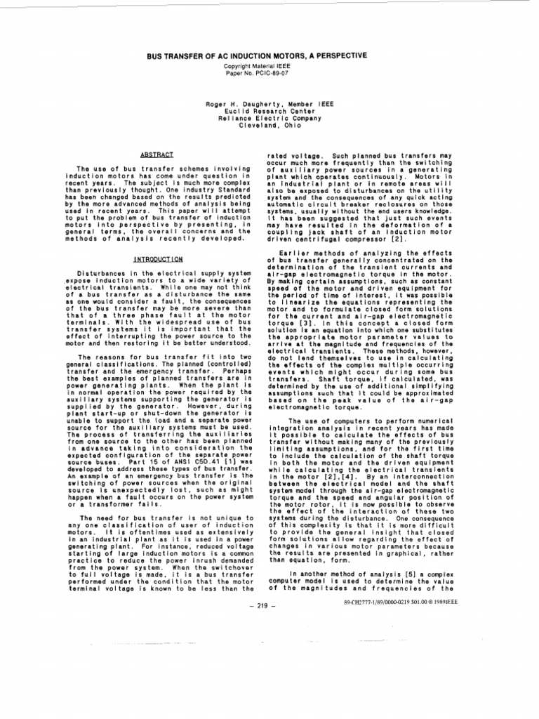 Fast Bus Transfer Perpective | PDF | Electric Motor | Hertz