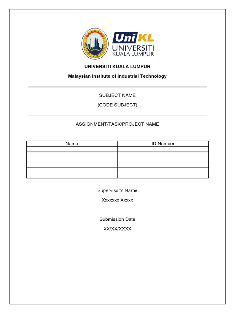 UNIKL Assignment Cover Page Template | PDF | Computers