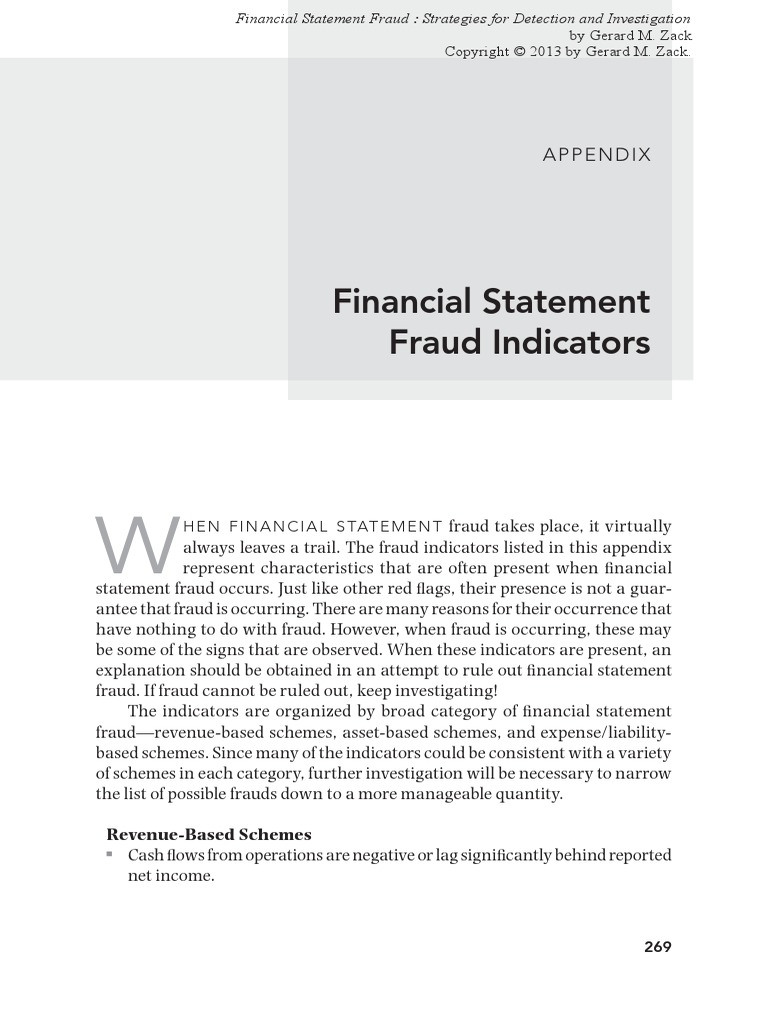 Financial Statement Fraud Indicators | PDF | Expense | Valuation (Finance)