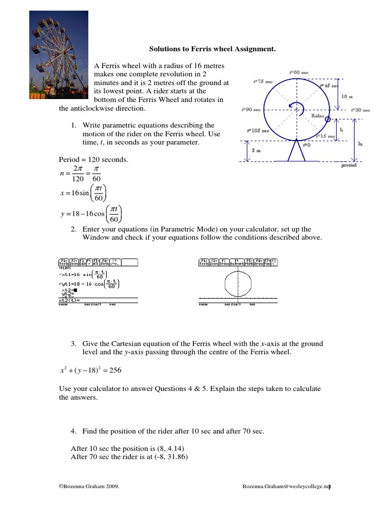 N T X T Y: Solutions To Ferris Wheel Assignment | PDF | Equations ...