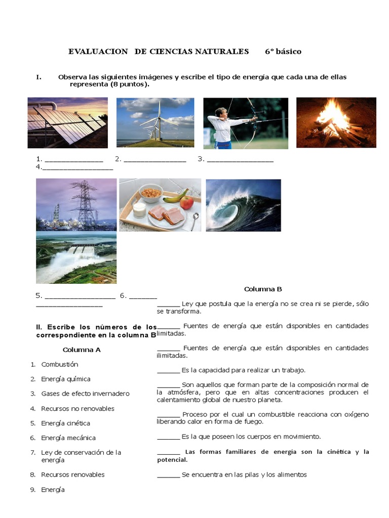 Tipos de Energia. Sexto Basico | PDF | Energía renovable | Conduccion ...