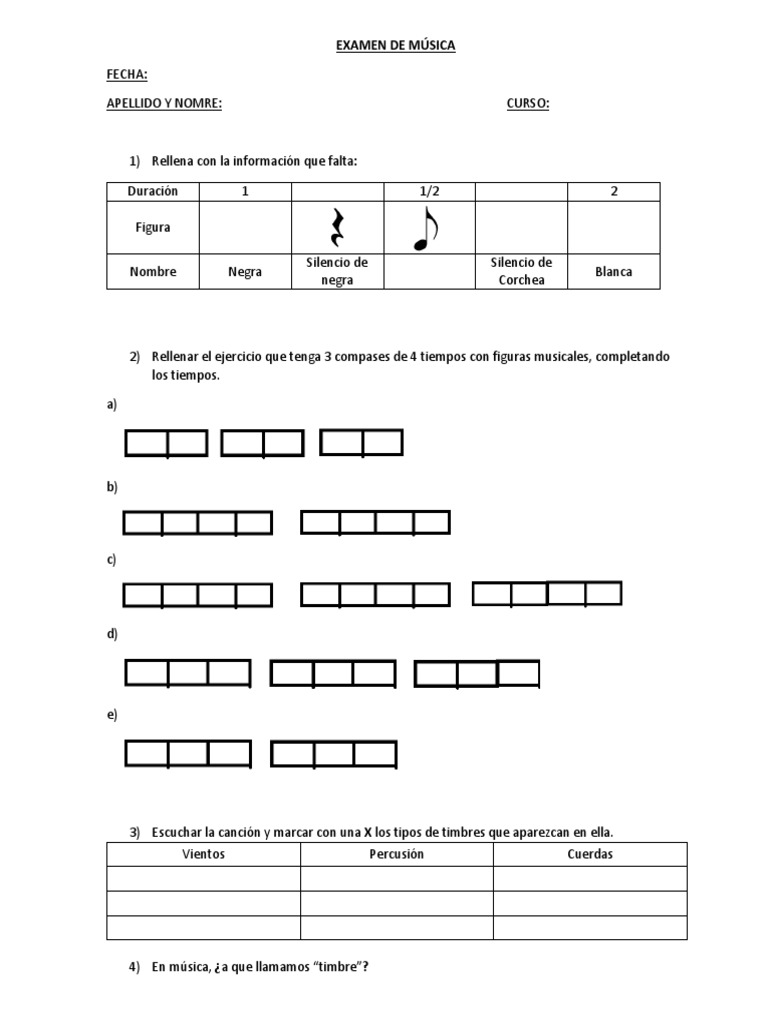 Examen de Música | PDF
