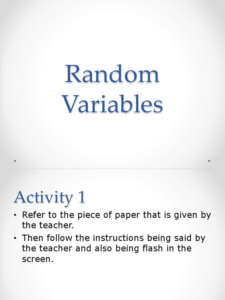 Random Variables | PDF | Random Variable | Variable (Mathematics)