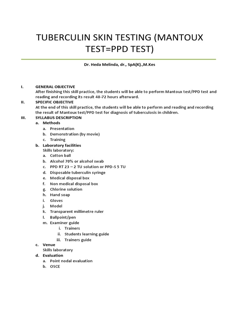 4 Tuberculin Skin Testing | PDF | Medicine | Clinical Medicine