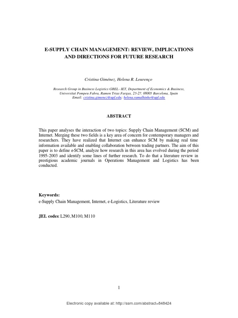 E Supply Chain Management Dissertation Project | PDF | Business Process ...