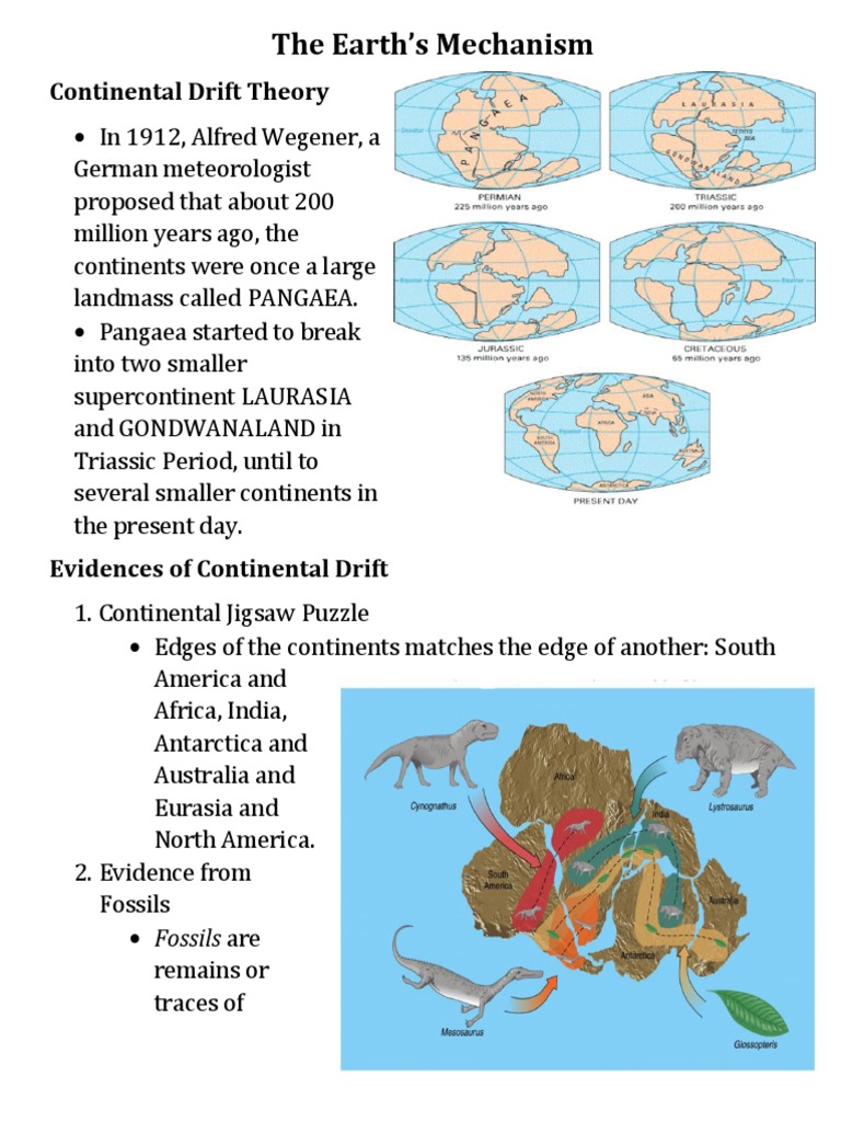 The Earth's Mechanism: Continental Drift Theory | PDF | Electromagnetic ...