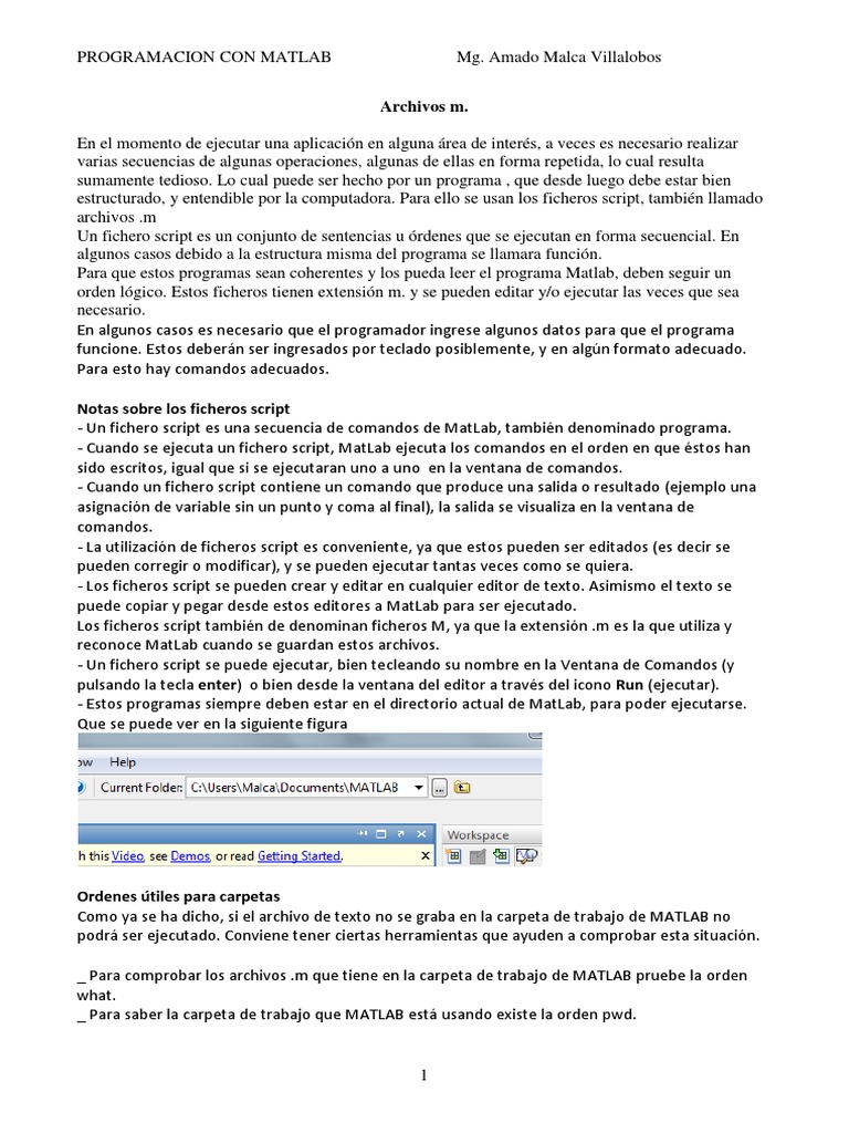 Introducción a Scripts en MATLAB | PDF | Resistencia Eléctrica y Conductancia | Archivo de ...