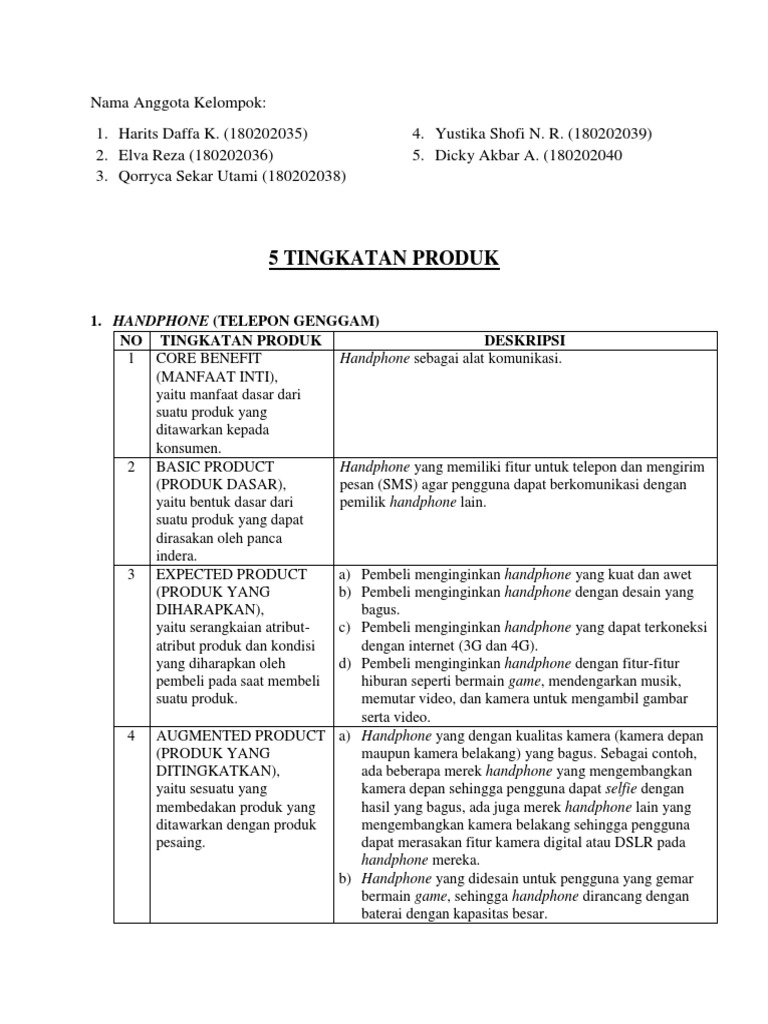 5 Tingkatan Produk | PDF