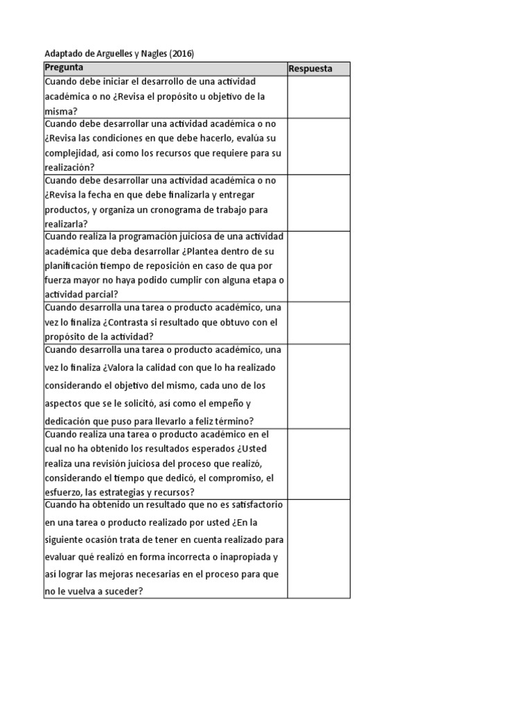 Preguntas Autorregulacion | PDF