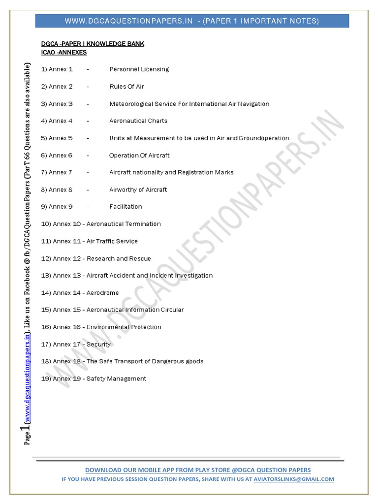 A Comprehensive Guide to ICAO Annexes, DGCA Regulations, and Advisory ...