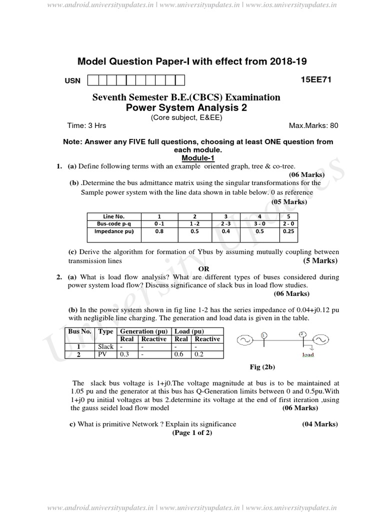 15ee71 Question Paper Vtu | PDF | Applied Mathematics | Physics