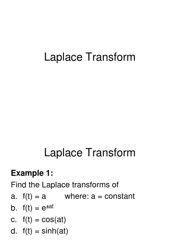 Laplace Transform Examples and Solutions | PDF | Laplace Transform ...