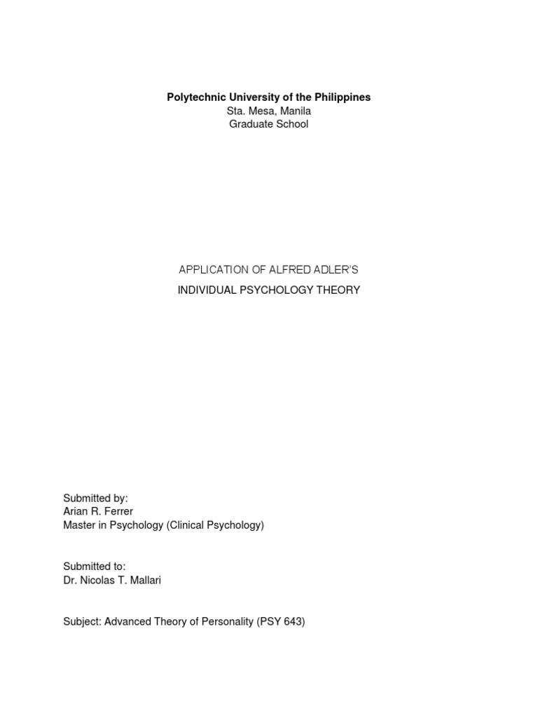 Application of Adler's Individual Psychology | PDF | Dream ...