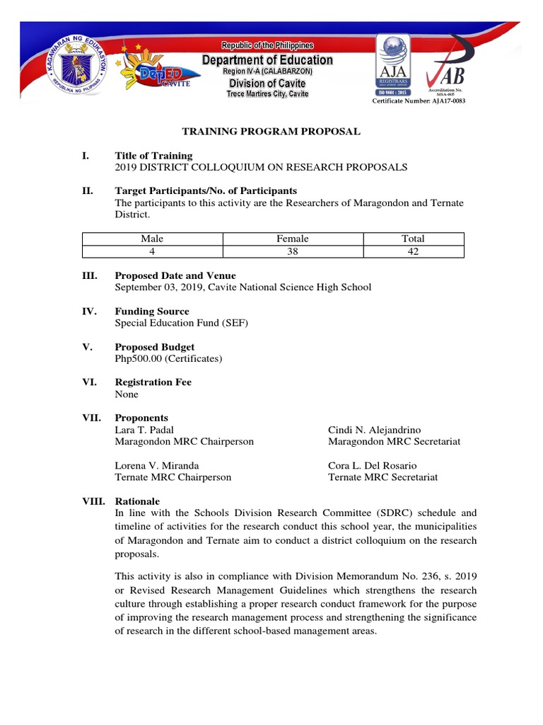 District Colloquium Training Proposal | PDF | Psychology | Learning