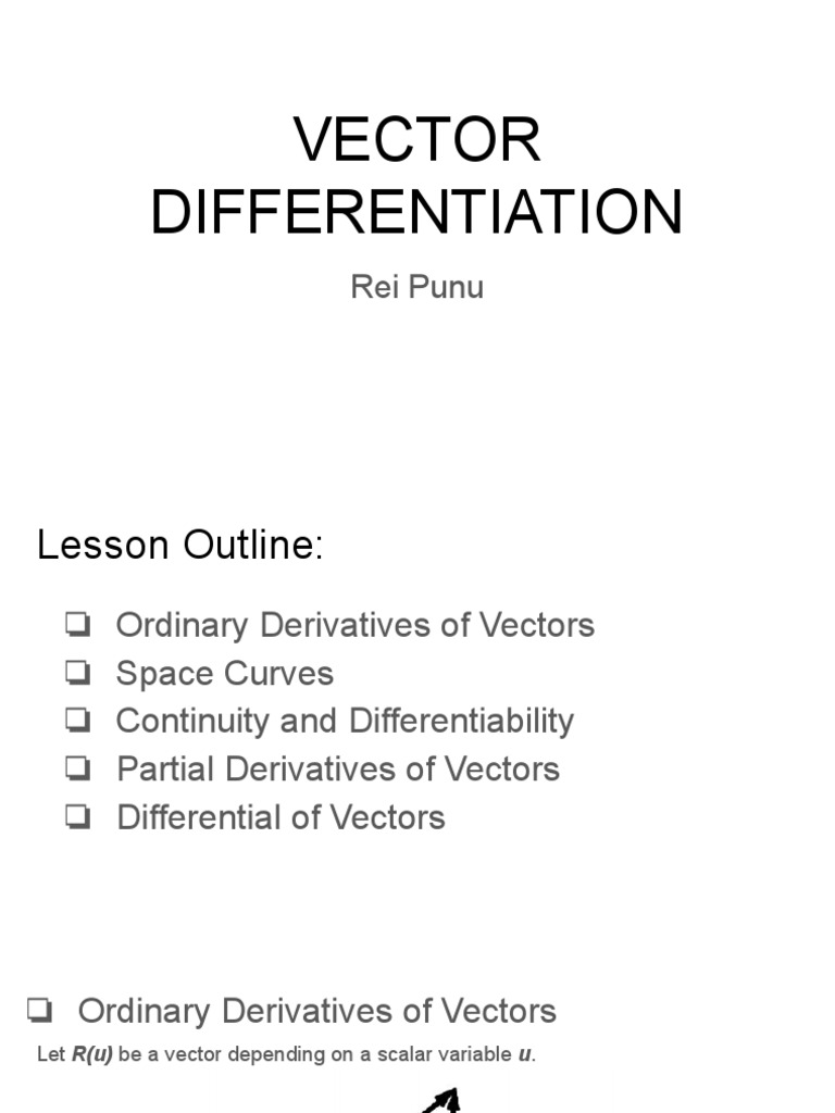 Lec3 Vector Differentiation | PDF