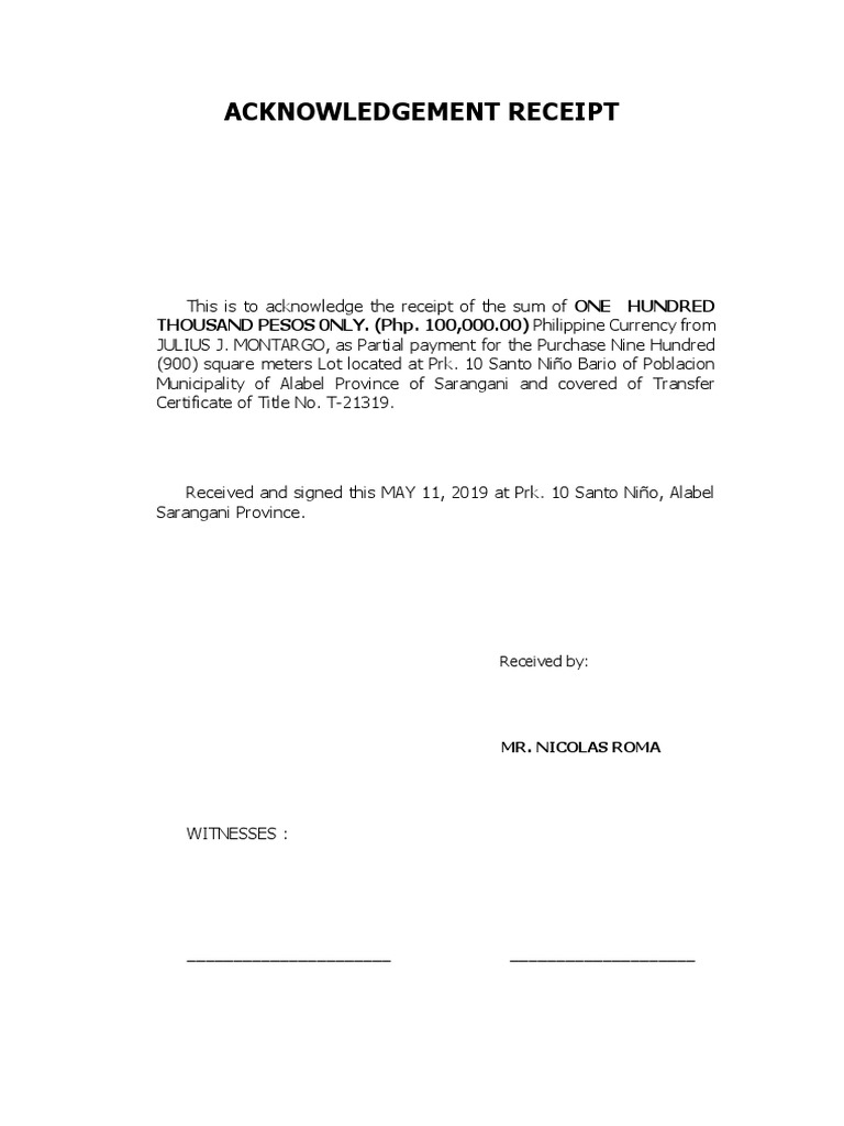 Acknowledgement Receipt | PDF | International Finance | Economies