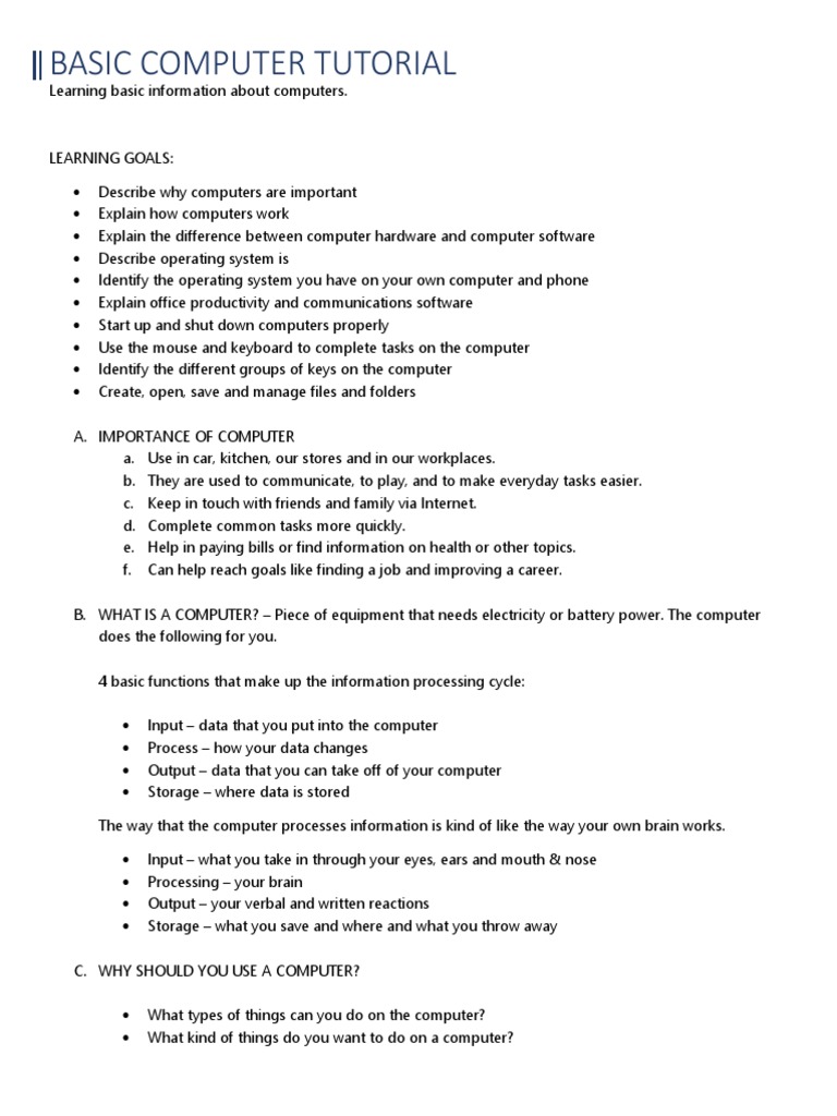 Basic Comp Tutorial | Download Free PDF | Random Access Memory ...