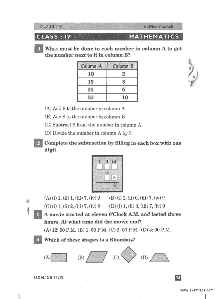 NSTSE Class 4 Solved Paper 2011 PDF | PDF | Carbon | Photosynthesis