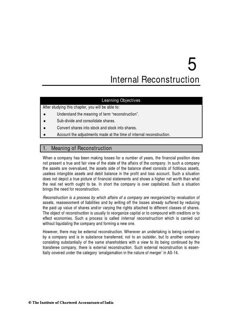 1 Chapter 5 Internal Reconstruction PDF | PDF | Equity (Finance ...