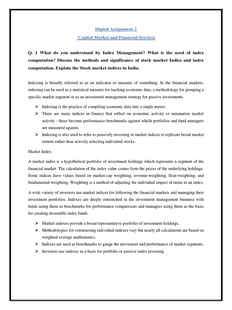 Digital Assignment 2 | PDF | Stock Market Index | Stock Market
