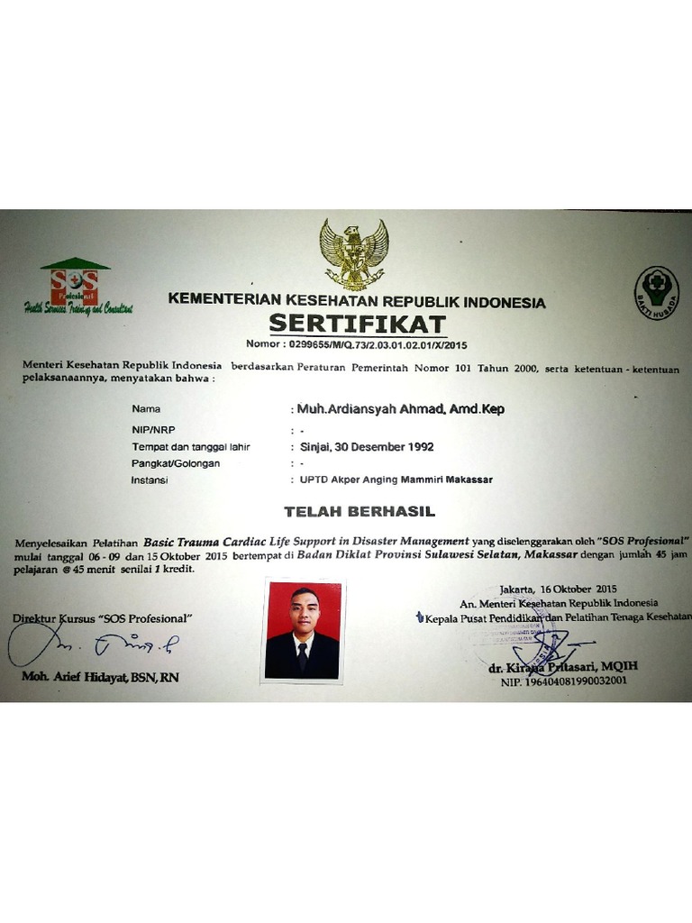 Sertifikat BTCLS PDF | PDF