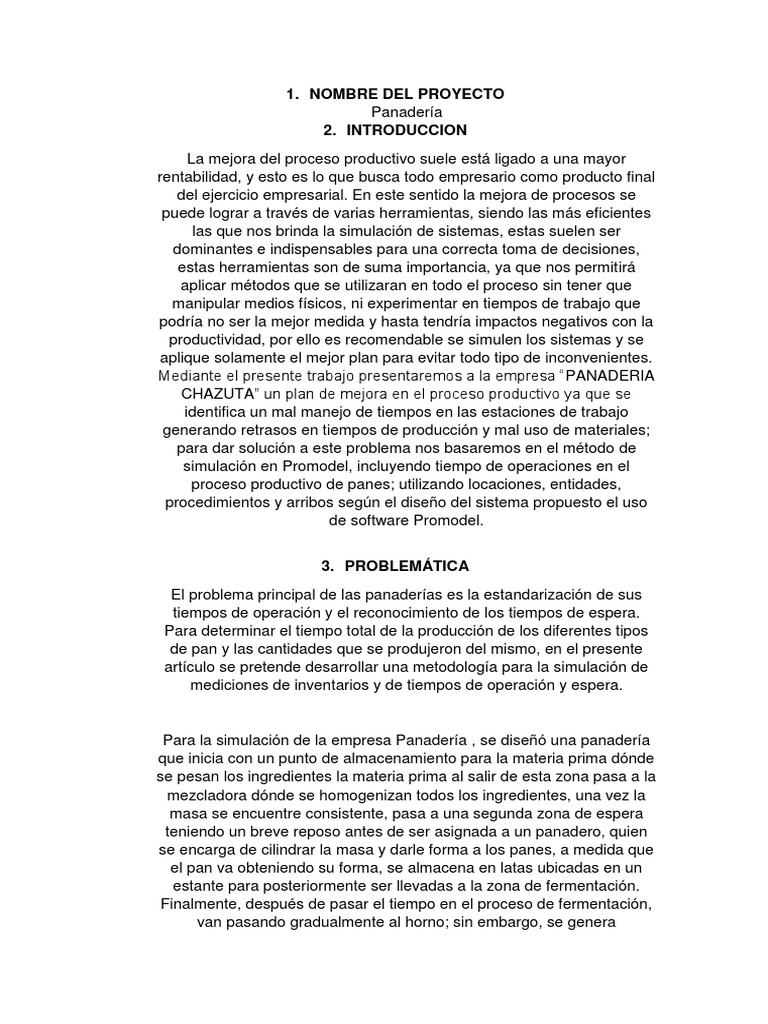 Ejemplo de Un Proyecto de Simulacion | PDF | Panes | Panadería