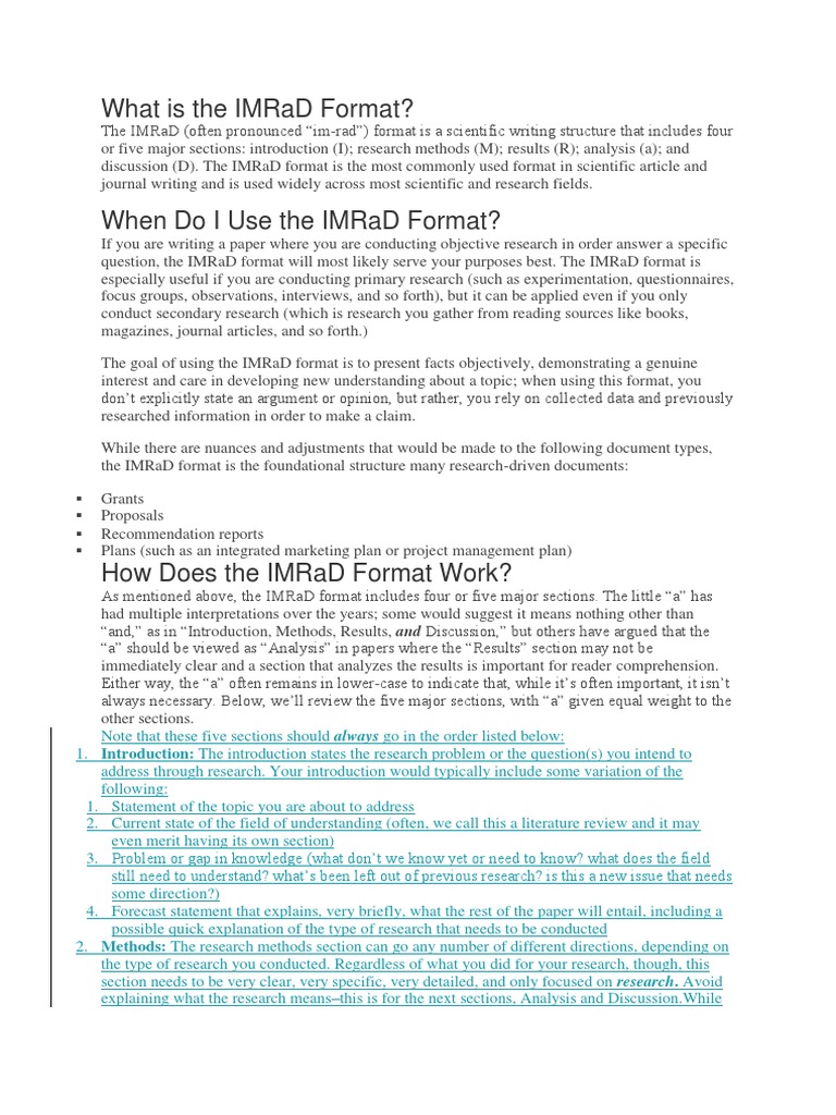Penjelasan IMRAD Structure | PDF | Focus Group | Data