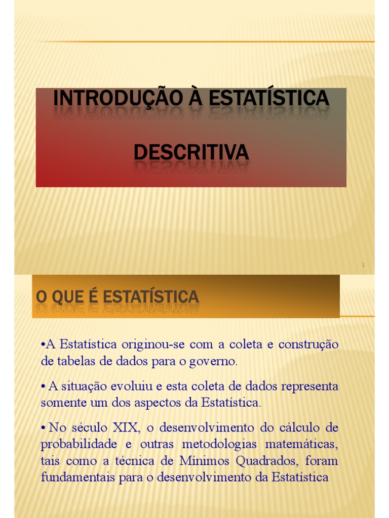 Aula 1 - Introdução À Estatística Descritiva | PDF | Estatísticas ...