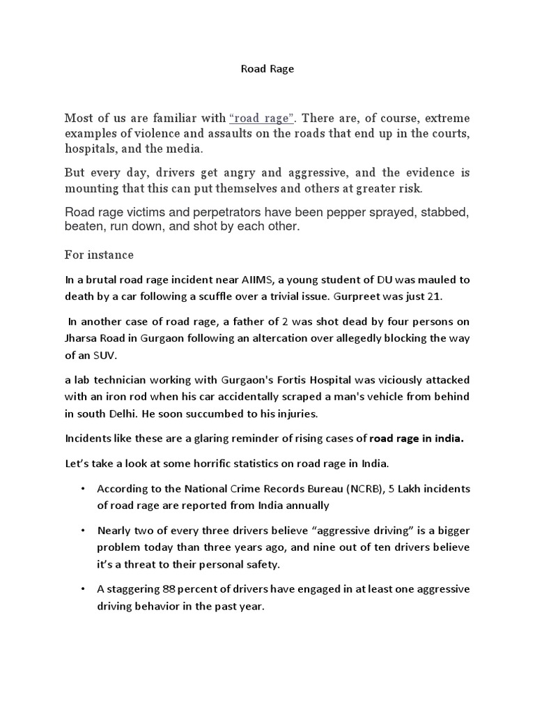 Road Rage | PDF | Cortisol | Anger