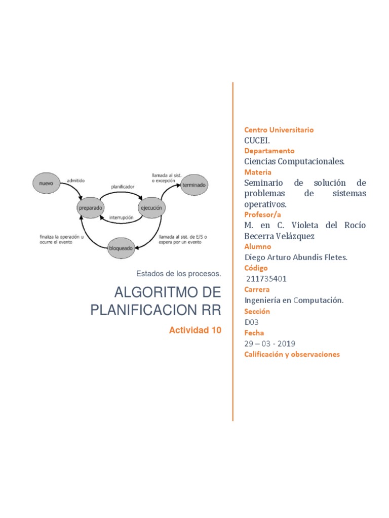 Algoritmo de Planificación Round Robin | PDF | Algoritmos | Hilo (Computación)