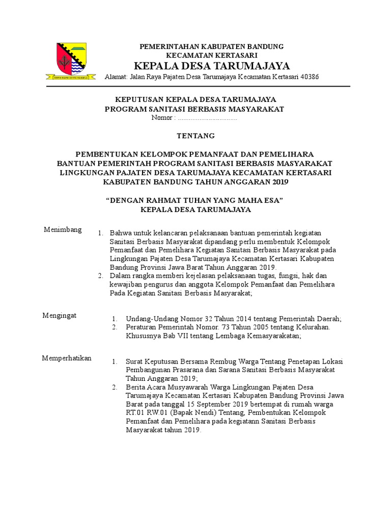 SK KPP Kepala Desa - Tarumajaya | PDF