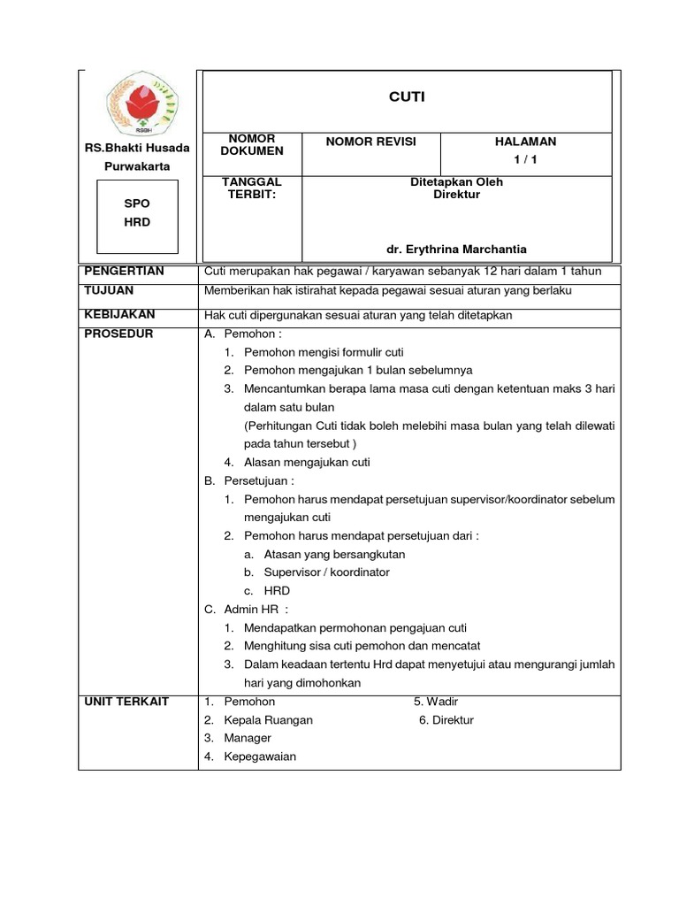 Contoh Spo Cuti Karyawan | PDF